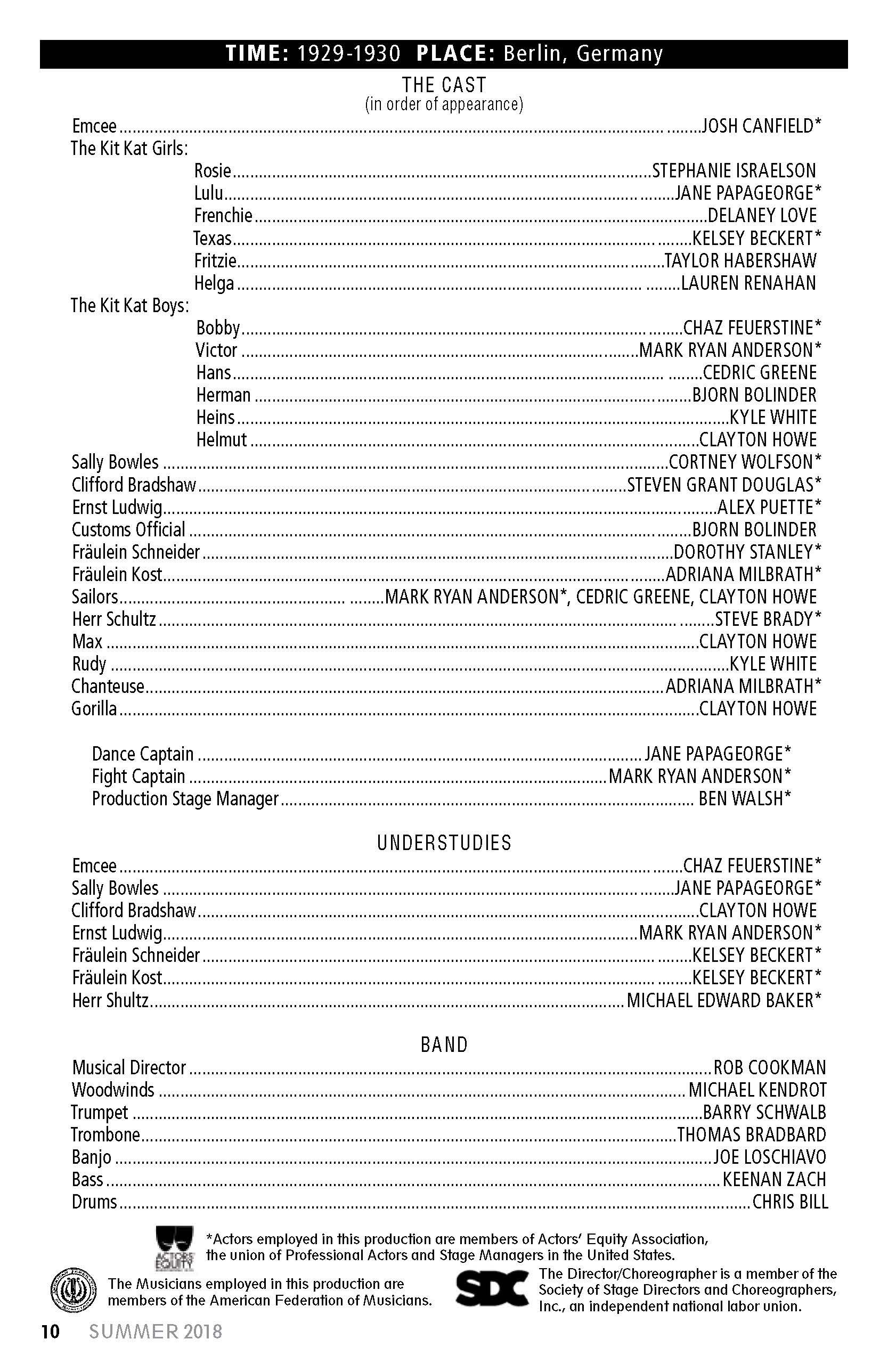 Cabaret Playbill